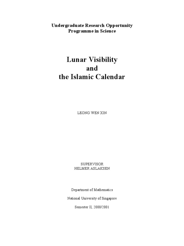 Criteria of Visibility of Crescent (New Moon) | PDF | Year | Calendar