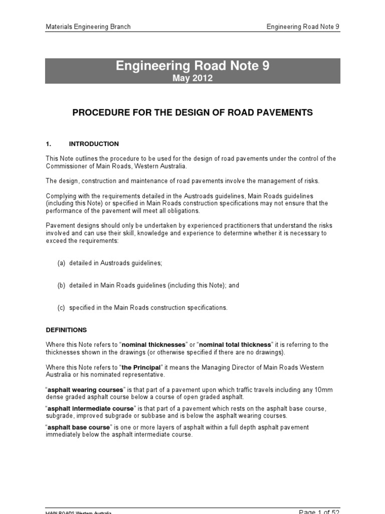 Engineering Road Note 9 - May 2012 - Uploaded To Main Roads Web Site ...