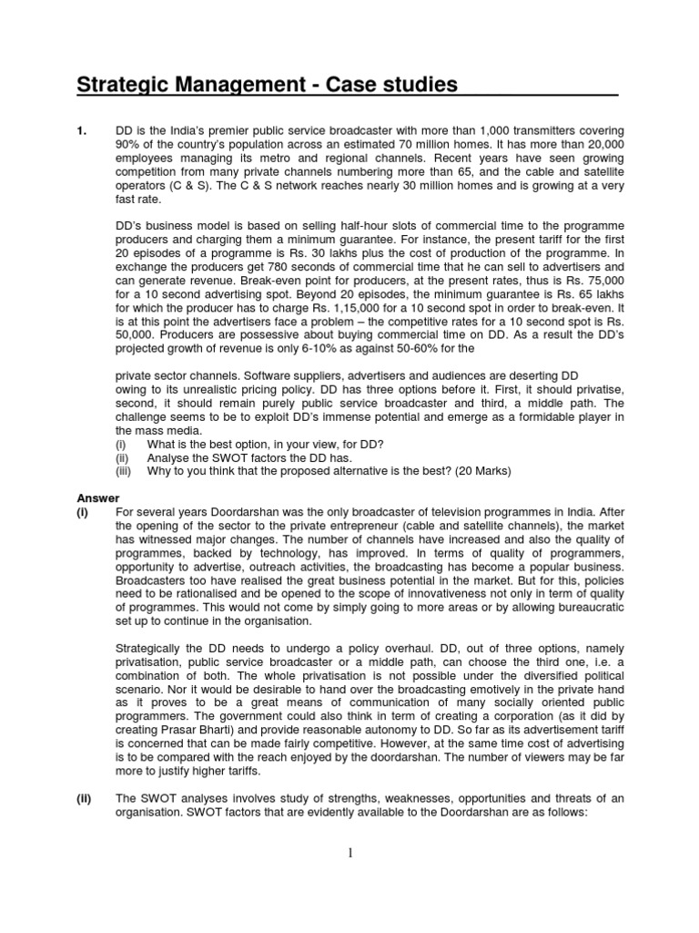 Strategic Management Case Studies | PDF | Return On Investment ...
