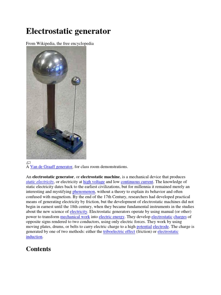 Electrostatic Generator | PDF | Electrostatics | Electricity