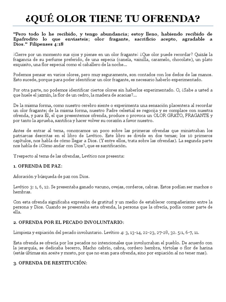 Ofrendas de olor grato a Dios | PDF | Expiación en el cristianismo ...