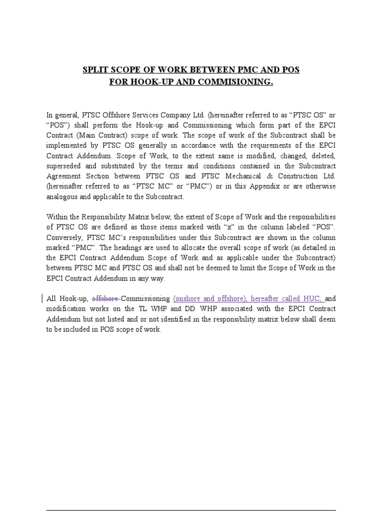 PMC - POS Split Scope of Work | PDF | Cable | Welding