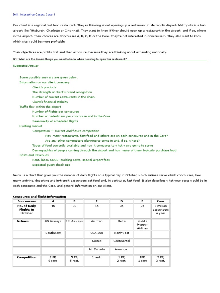 Consulting Interview Mock Case - Fast Food Restaurant | PDF | Us ...