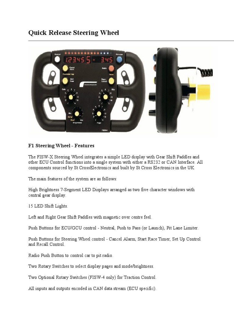 F1 Steering Wheel Manufacturer | PDF | Switch | Steering