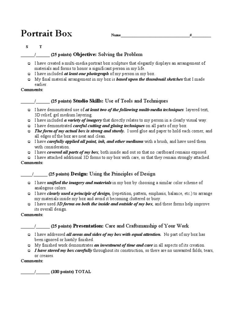 Portrait Box Evaluation | PDF | Design | Cognition