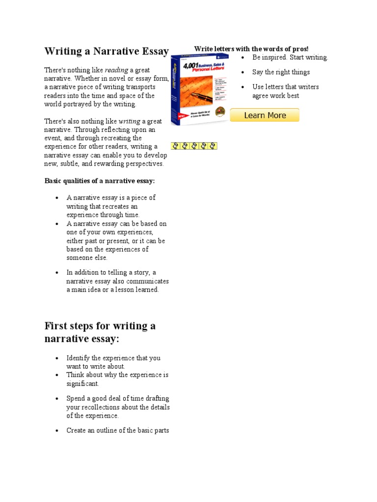 Narrative Essay Writing Guide | PDF | Narrative | Essays