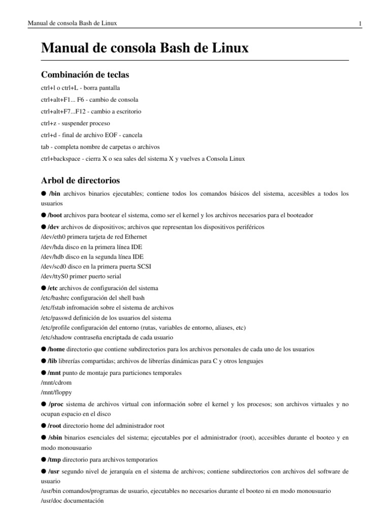 Manual de Consola Bash de Linux | PDF | Gestión de datos | Archivo de ...