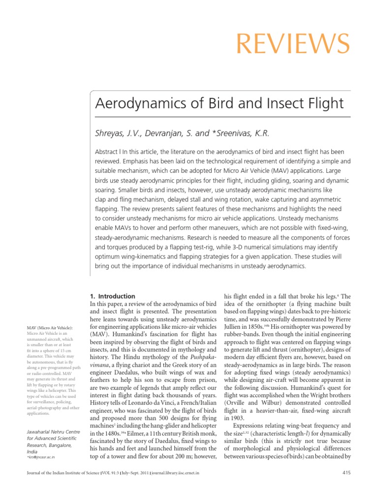 Aerodynamics of Bird and Insect Flight PDF | PDF | Lift (Force) | Wing