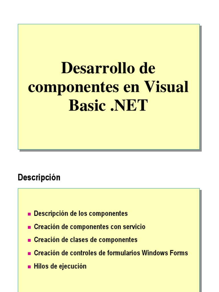 Desarrollo De Componentes En Visual Basic Pdf Hilo Computación