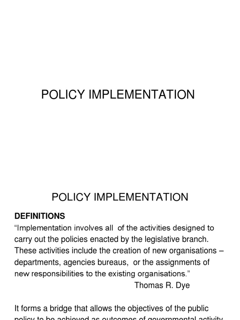 Policy Implementation | PDF | Implementation | Policy