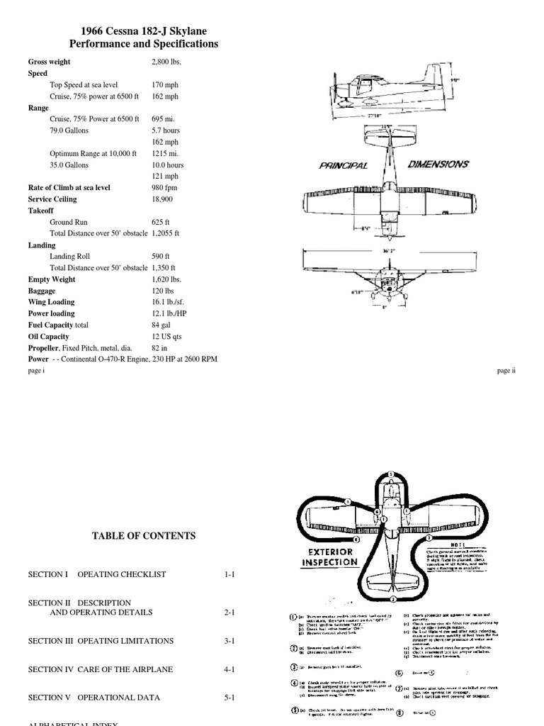Cessna 182 Pilots Operating Handbook (1966) | PDF | Takeoff | Carburetor