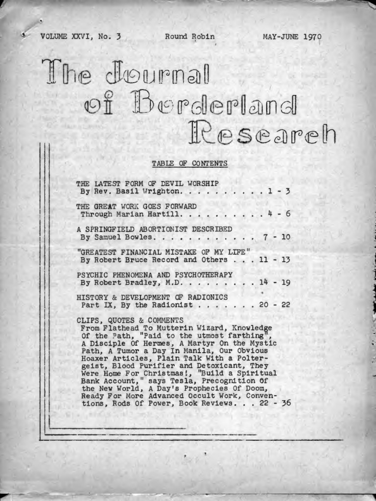 The Journal of Borderland Research 1970-05 | PDF | Occult ...