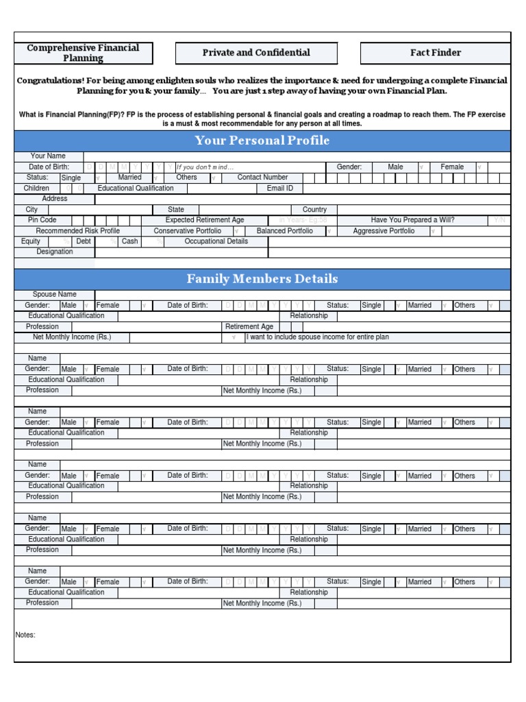 CFP Fact Finder Form | Insurance | Interest