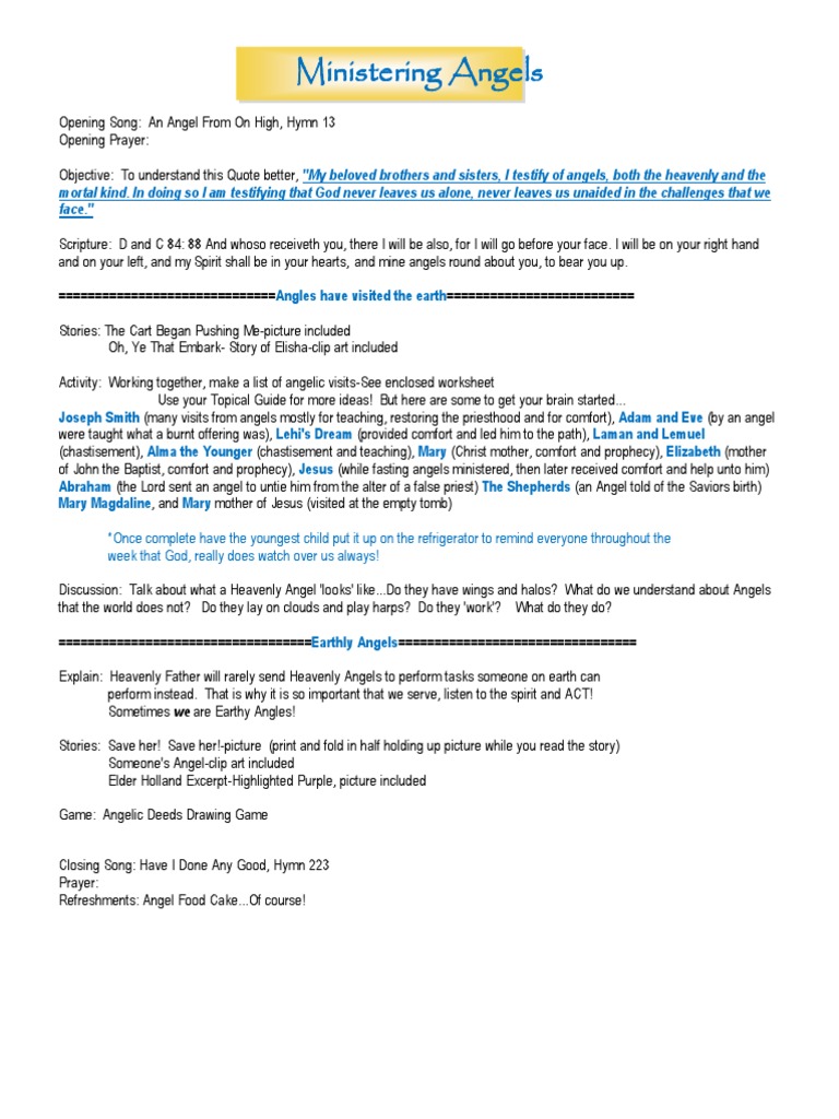 Ministering Angels FHE | PDF | Angel | Jesus