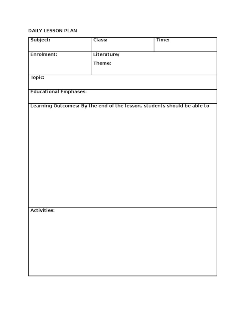 Daily Lesson Plan Template | PDF