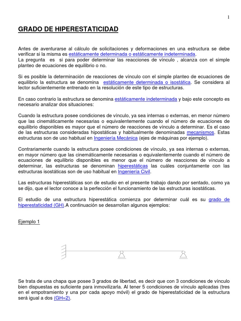 Análisis de Hiperestaticidad en Estructuras | PDF | Ecuaciones | Derivado