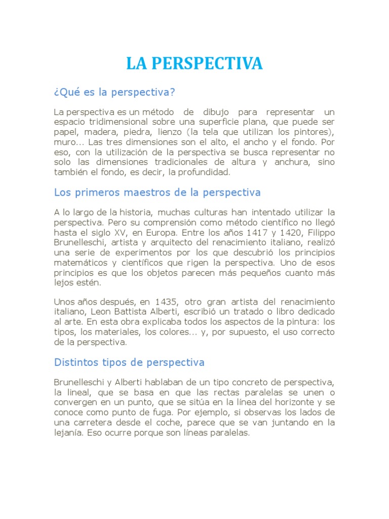 La Perspectiva PDF | PDF | Perspectiva (Gráfica) | Pinturas