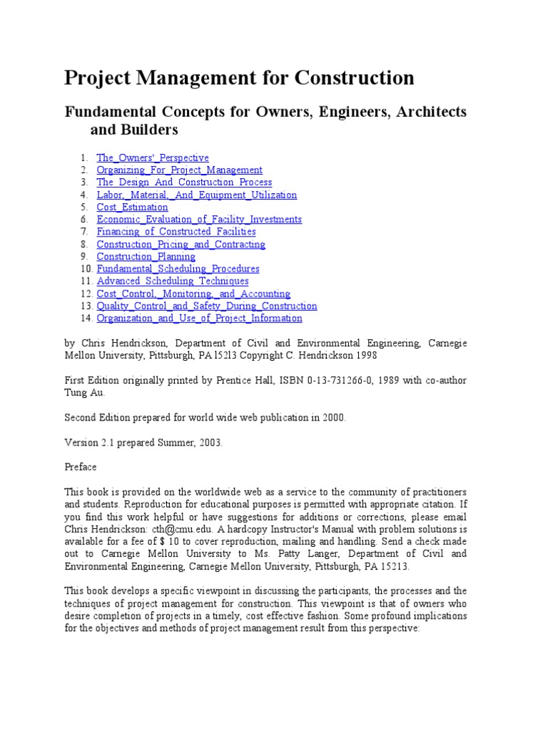 Project Management For Construction | PDF | Mortgage Loan | Loans