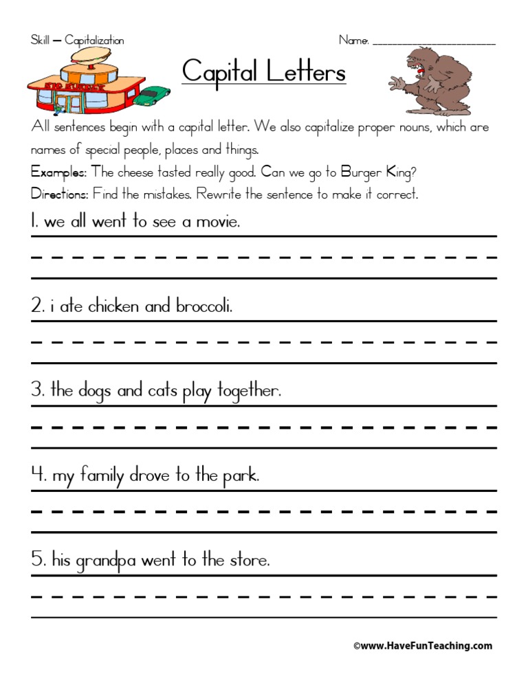Capitalization Worksheet | PDF
