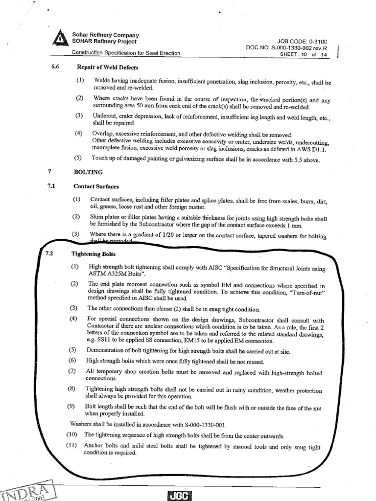 Bolt Tightening Procedure | PDF