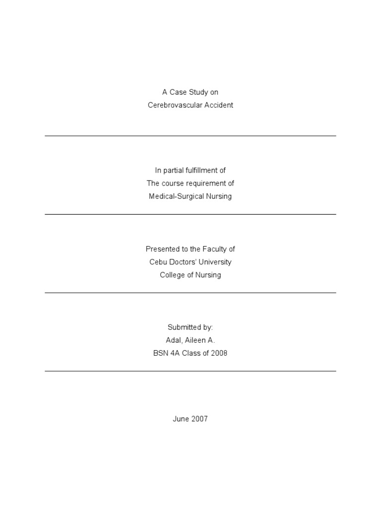 Case Study CVD | PDF | Brainstem | Cerebellum