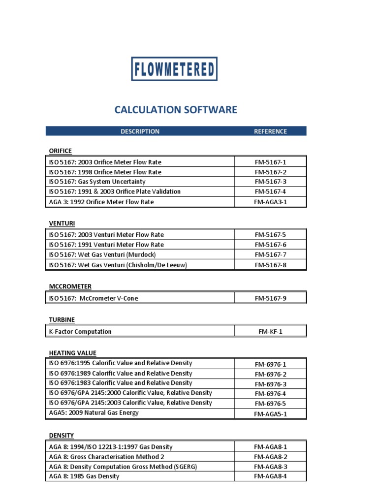 Calculation Software | PDF | Flow Measurement | Density