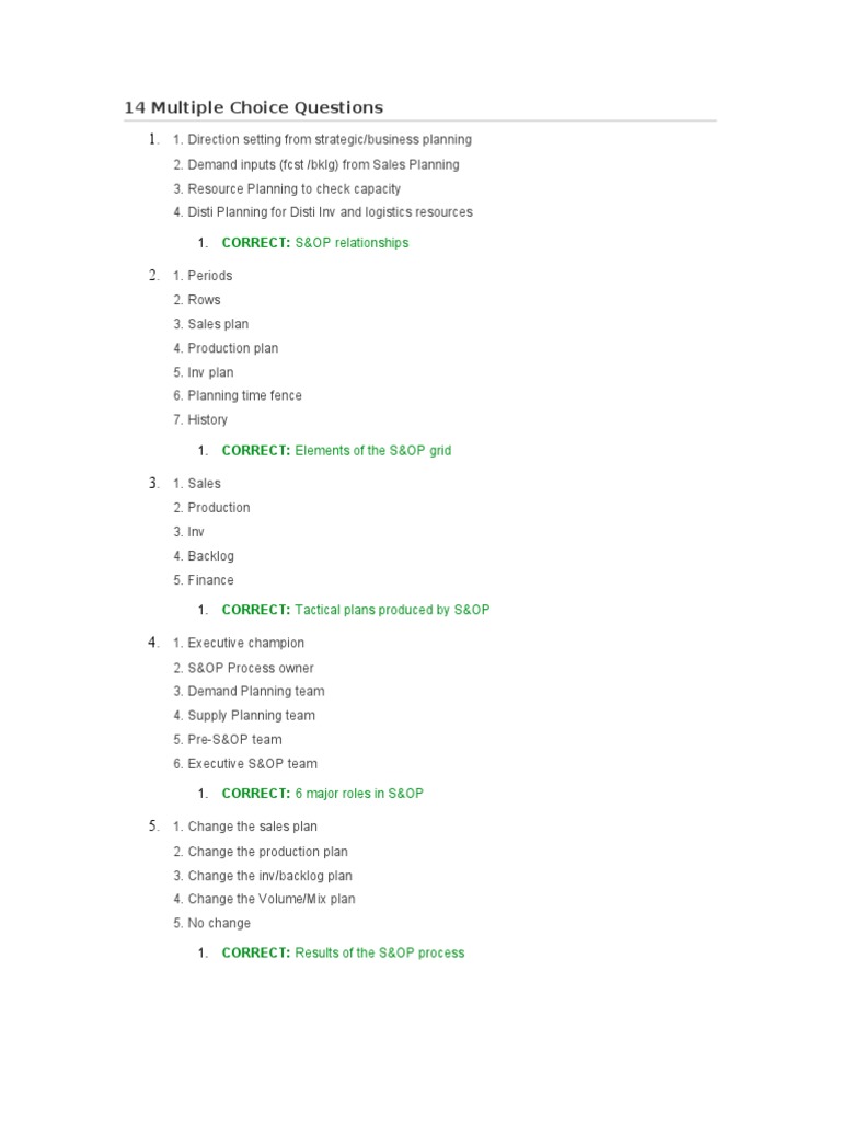 14 Multiple Choice Questions-MPR | PDF | Forecasting | Quantitative ...