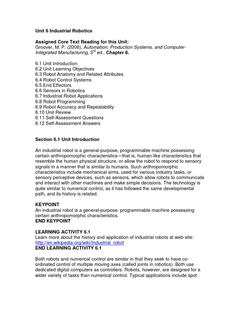 Cycle Time Calculation-Unit - 6 - Industrial - Robotics PDF | PDF