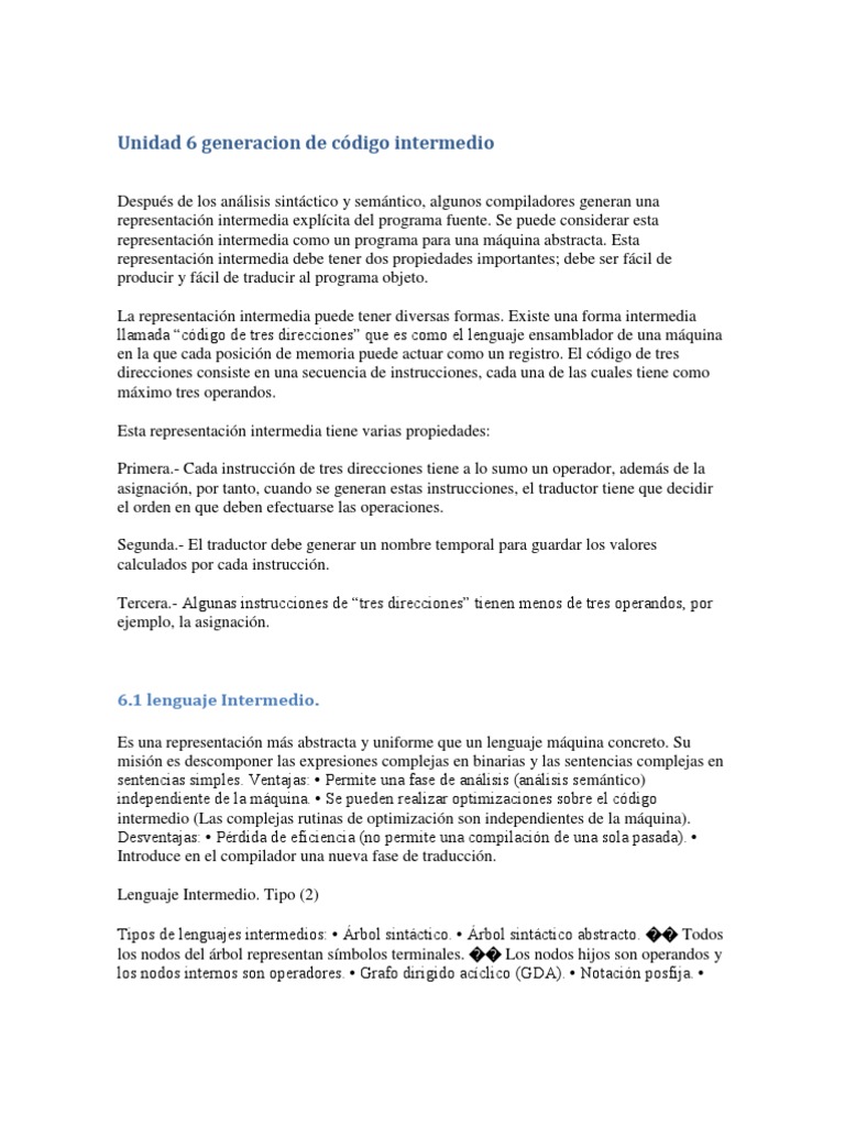 Código Intermedio y Notaciones en Compiladores | PDF | Compilador ...