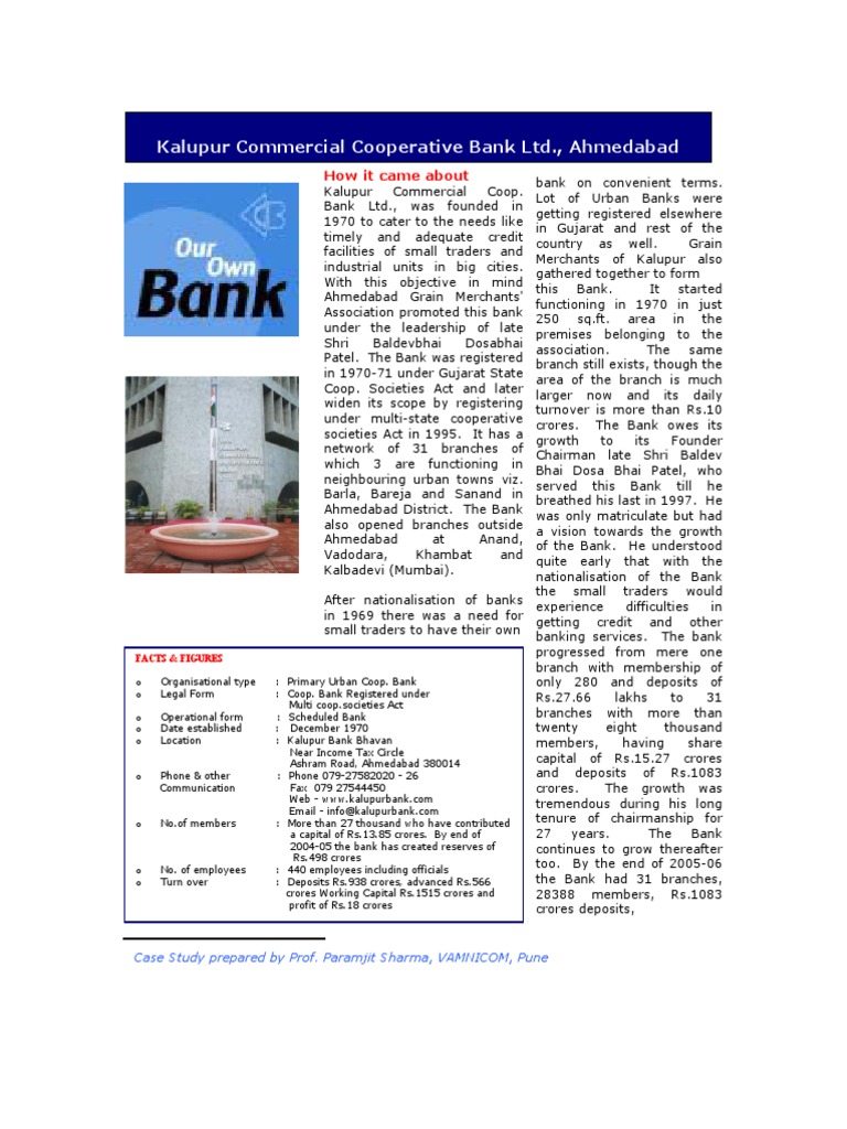 Kalupur Bank Ahmedabad - A Case Study | PDF | Deposit Account | Reserve ...