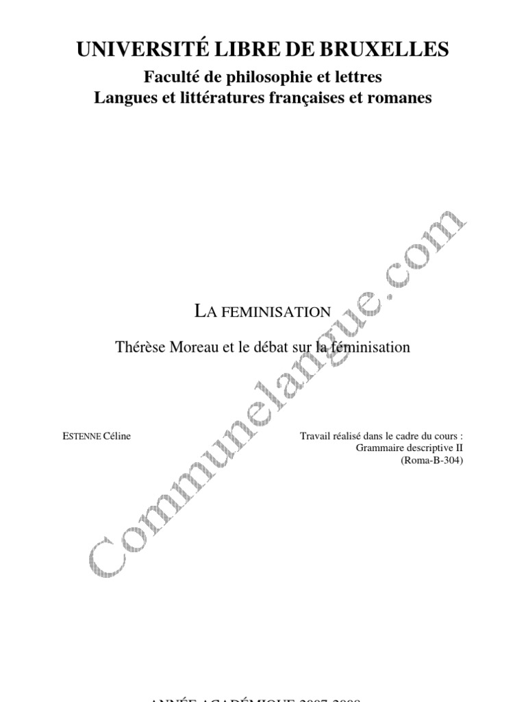 Feminisation Therese Moreau | PDF | Genre grammatical | Nom (grammaire)