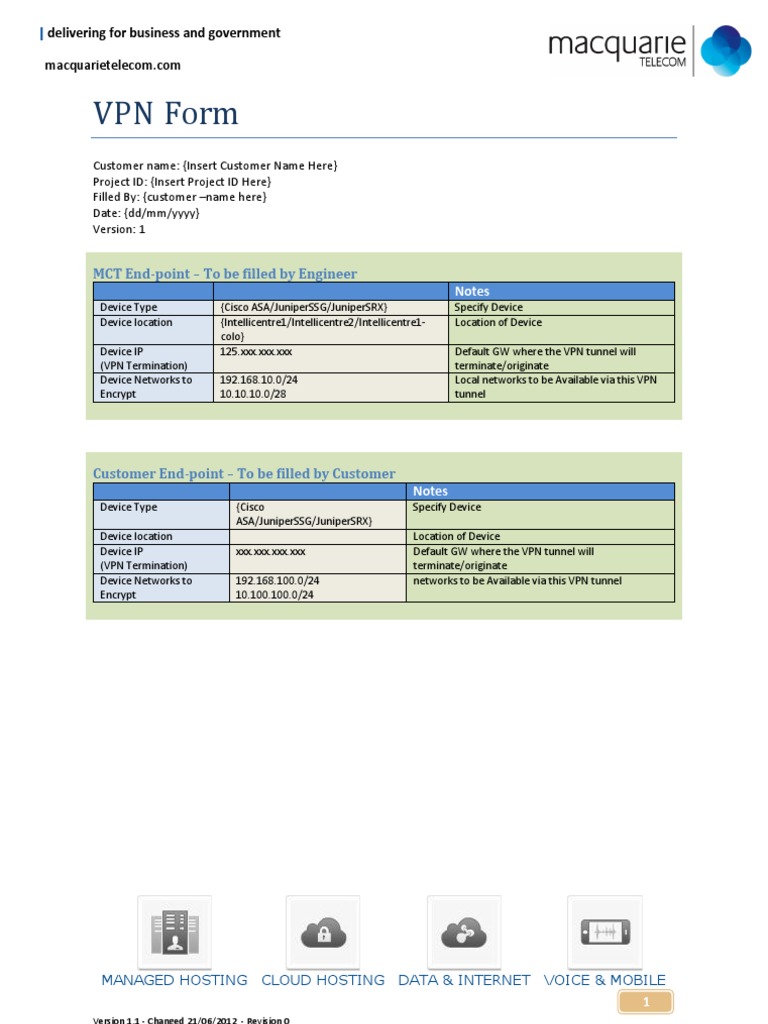VPN Configuration Form for Customer Project ID: {Insert Project ID Here ...