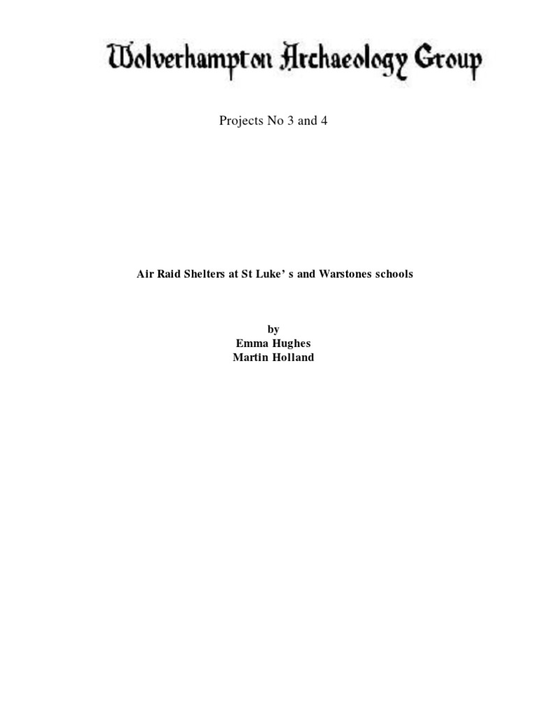 Air Raid Shelters at ST Luke's and Warstones Schools, Wolverhampton ...