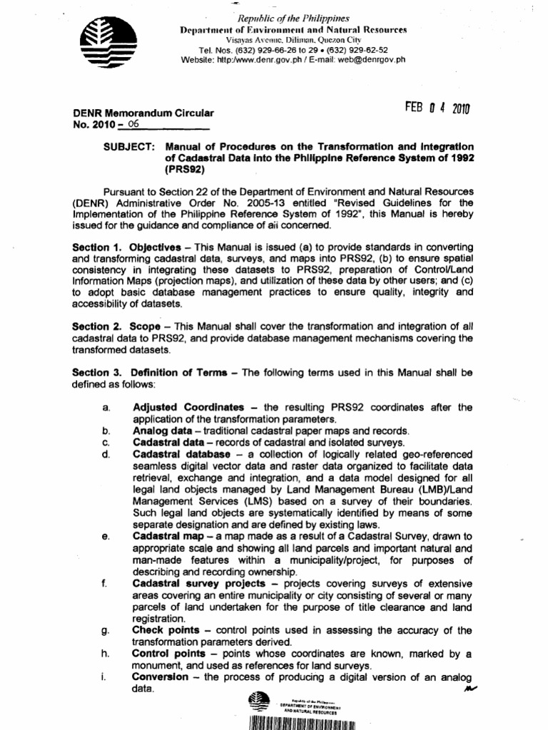Cadastral Survey From DENR | PDF | Surveying | Map