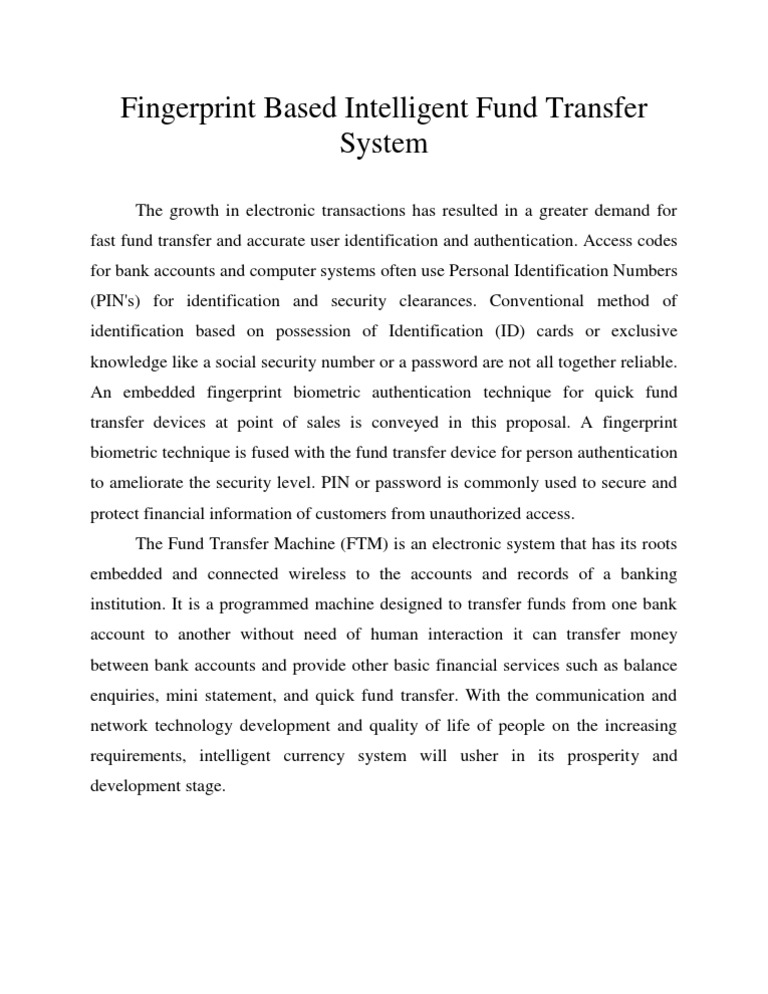 Fingerprint Fund Transfer System | PDF