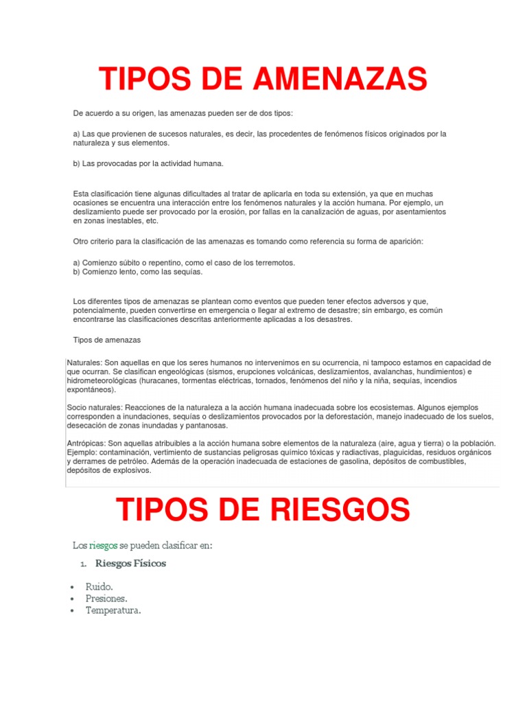 Tipos de Amenazas y Riesgos | Temblores | Naturaleza