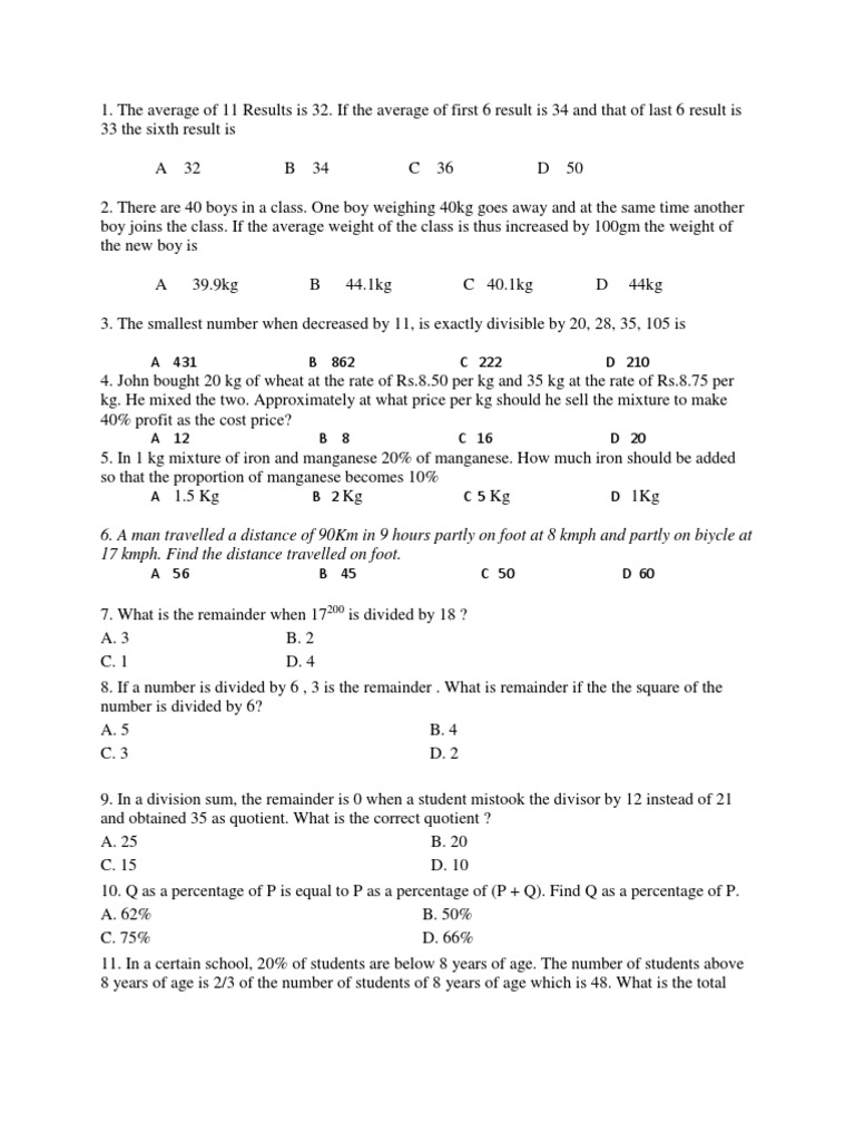 Deloitte Aptitude Test Sample Questions | PDF | Teaching Mathematics ...