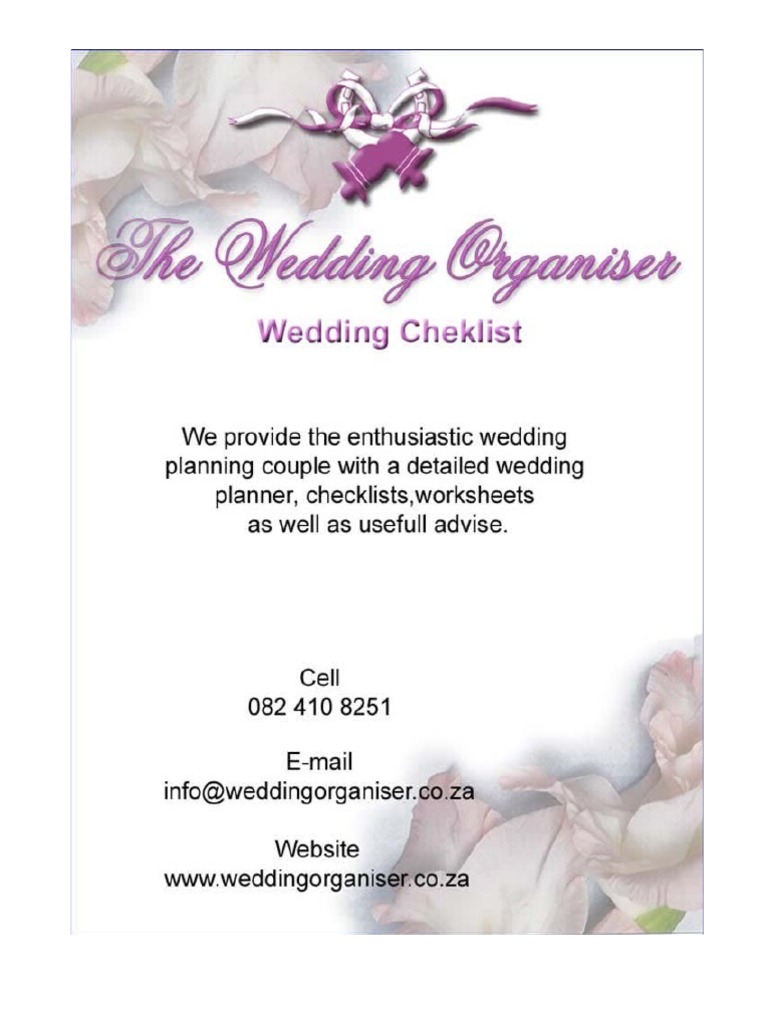 Wedding Checklist PDF | Download Free PDF | Floristry | Wedding