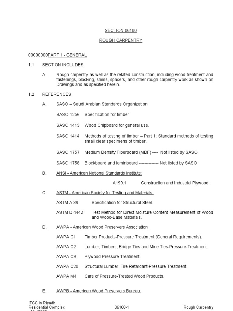 ITCC in Riyadh Residential Complex J10-13300 06100-1 Rough Carpentry ...
