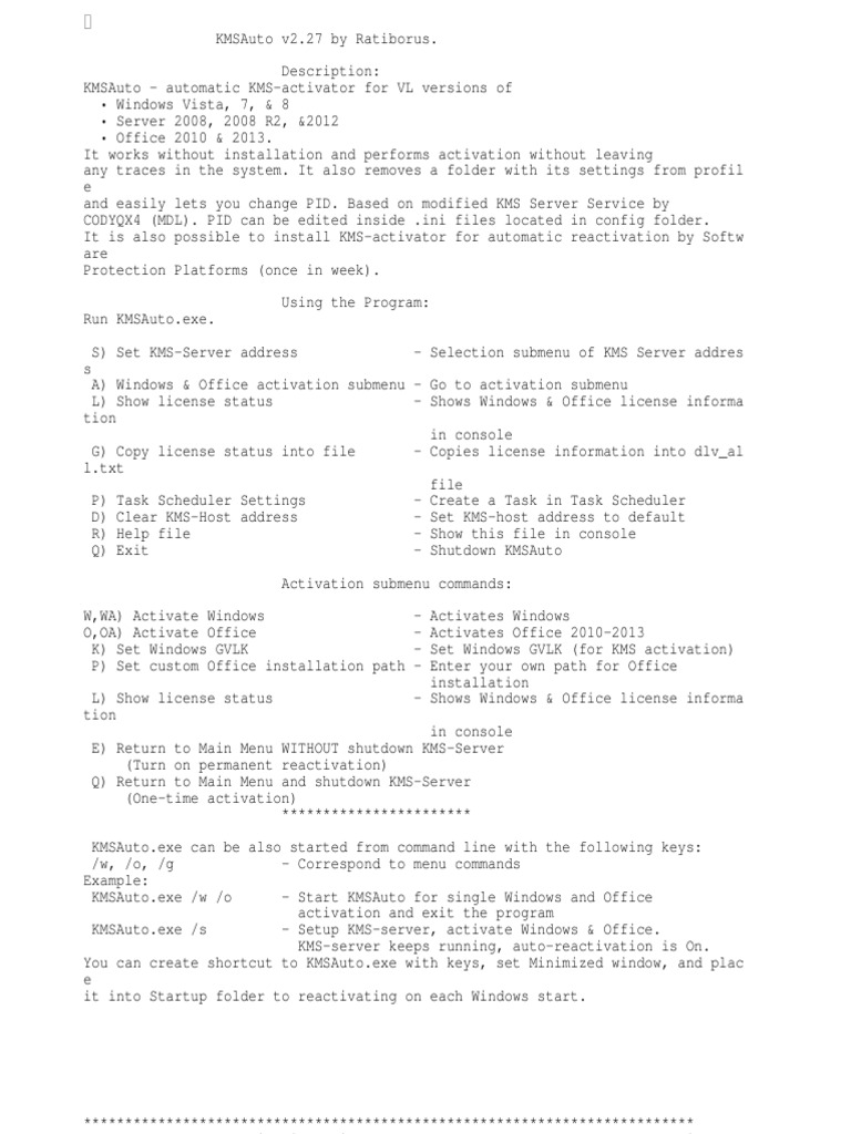 KMSAuto ReadMe | PDF | Microsoft Windows | Command Line Interface