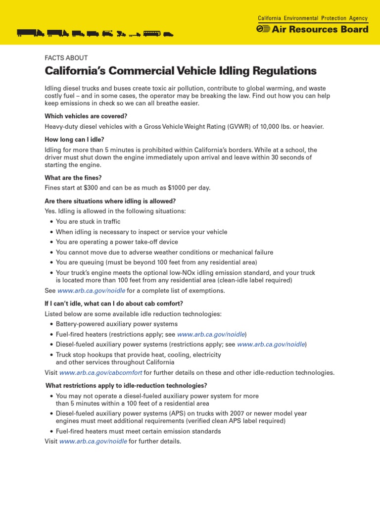 California's Commercial Vehicle Idling Regulations: Which Vehicles Are ...