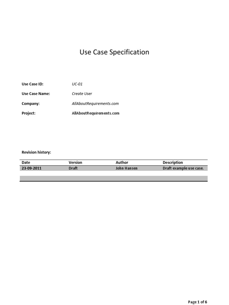 Use Case Example Create User | PDF | Use Case | Password