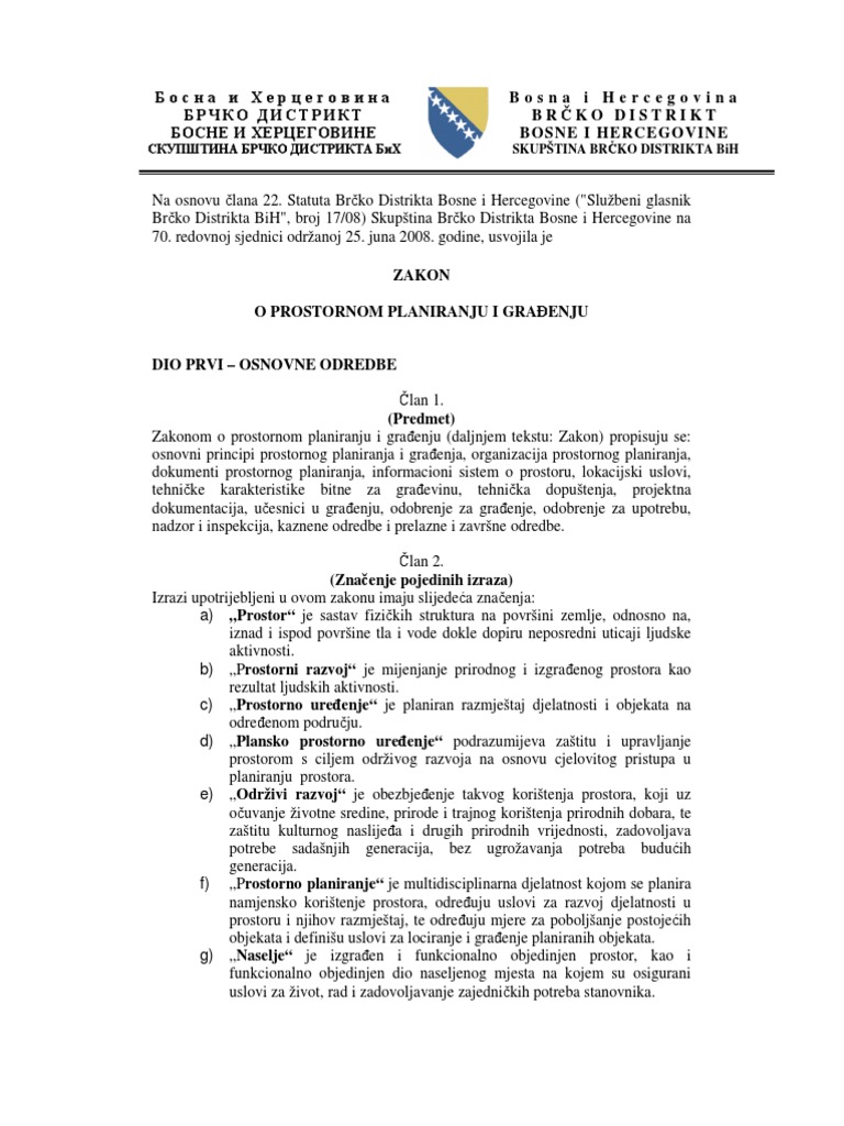 Zakon o Prostornom Planiranju I Uredjenju | PDF