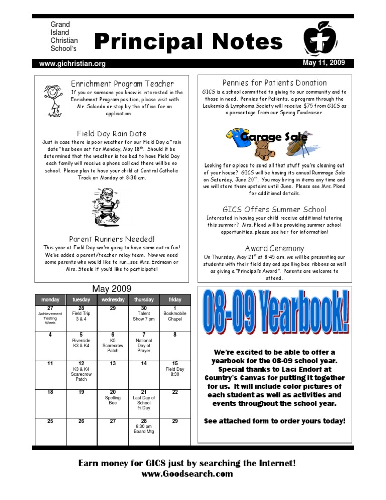 Principal Notes 5-11-09 | PDF