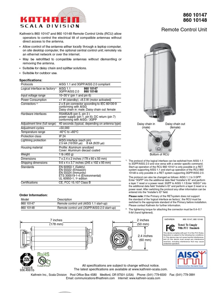 Remote Control Unit: Specifications | PDF | Communications Protocols ...