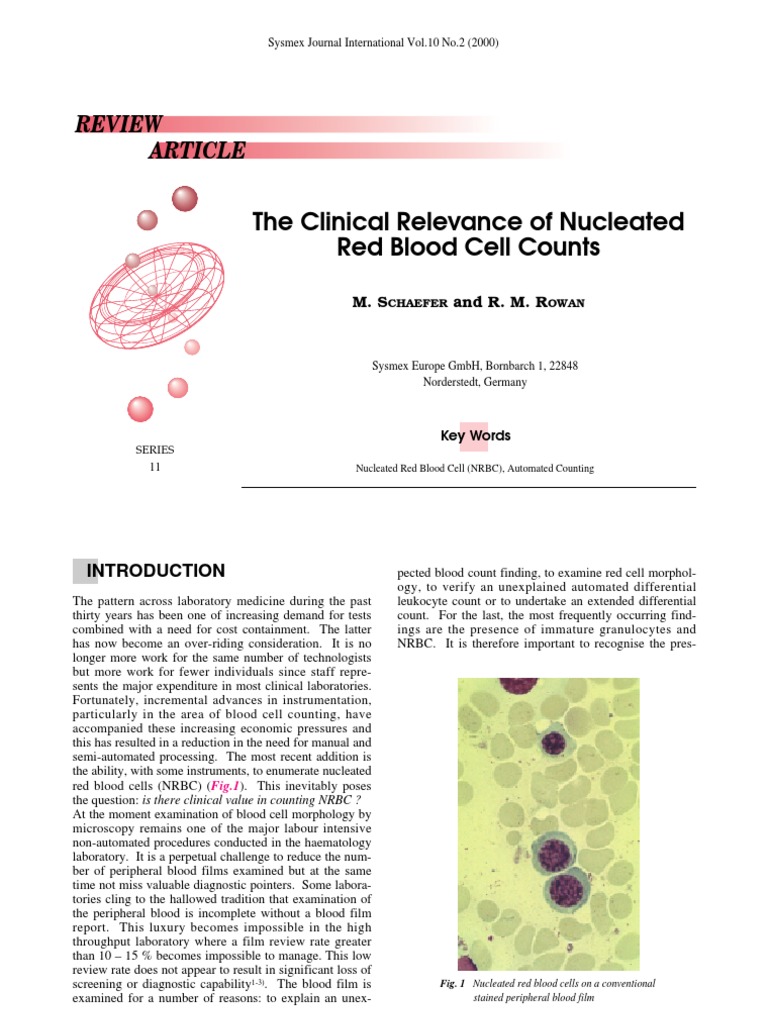 The Clinical Relevance of Nucleated Red Blood Cell Counts | Flow ...