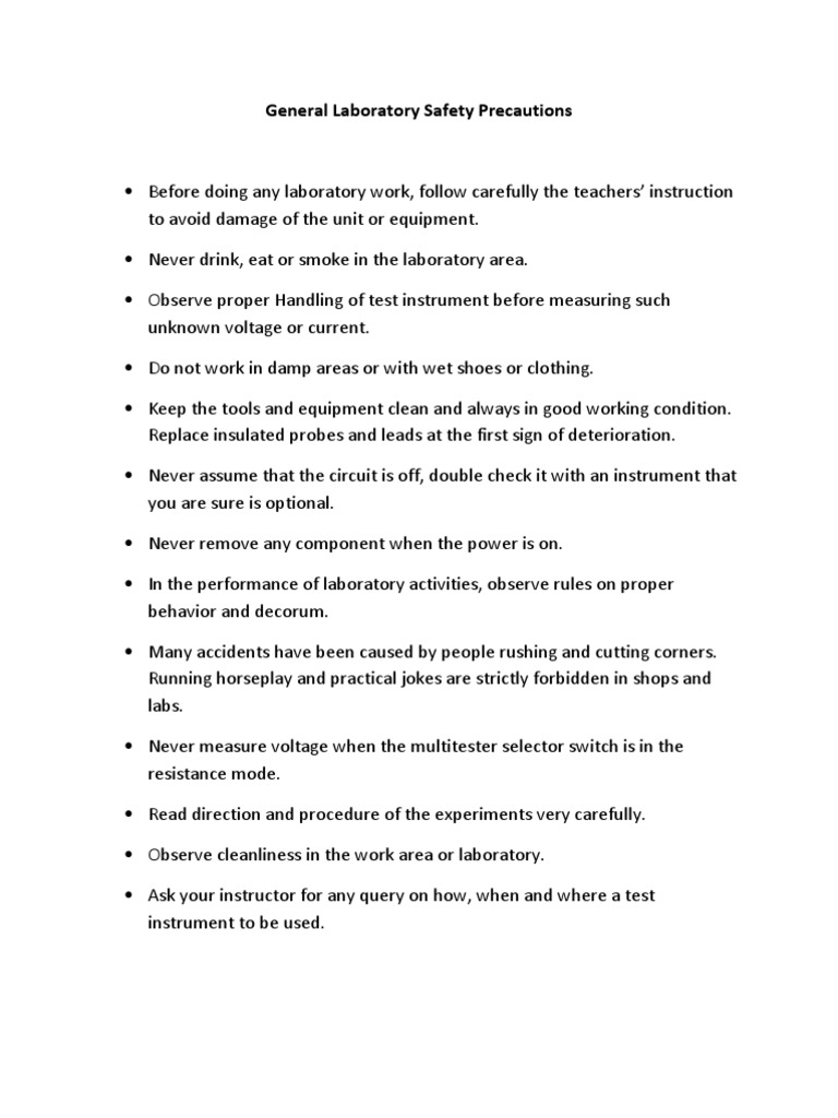 General Laboratory Safety Precautions | PDF