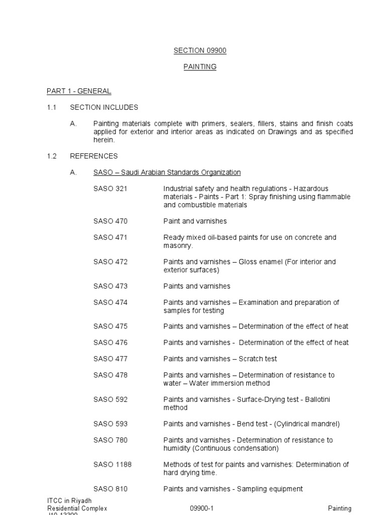 ITCC in Riyadh Residential Complex J10-13300 09900-1 Painting | PDF ...