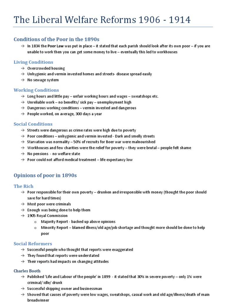 The Liberal Welfare Reforms 1906 | PDF | Liberal Party (Uk) | Welfare