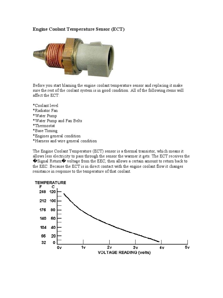 Engine Coolant Temperature Sensor ECT | PDF | Temperature | Sensor